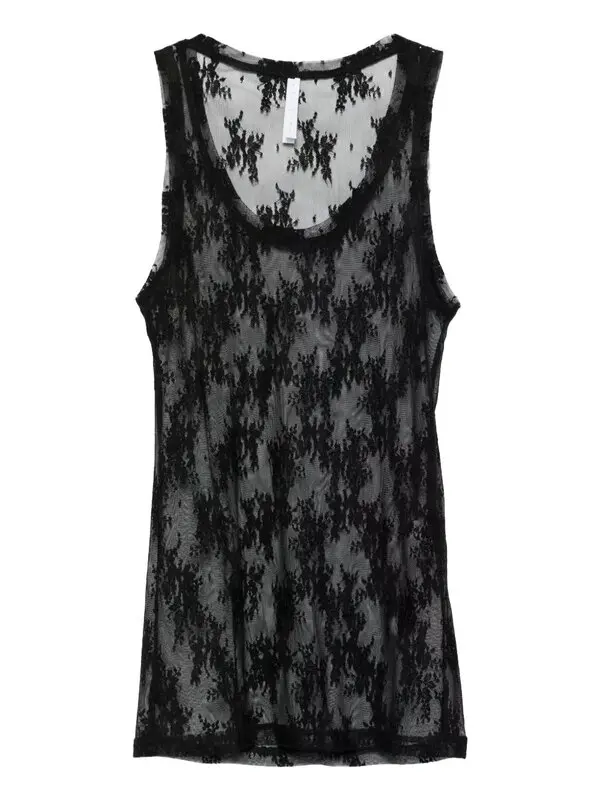 Imperial Lace Tank Top - Black