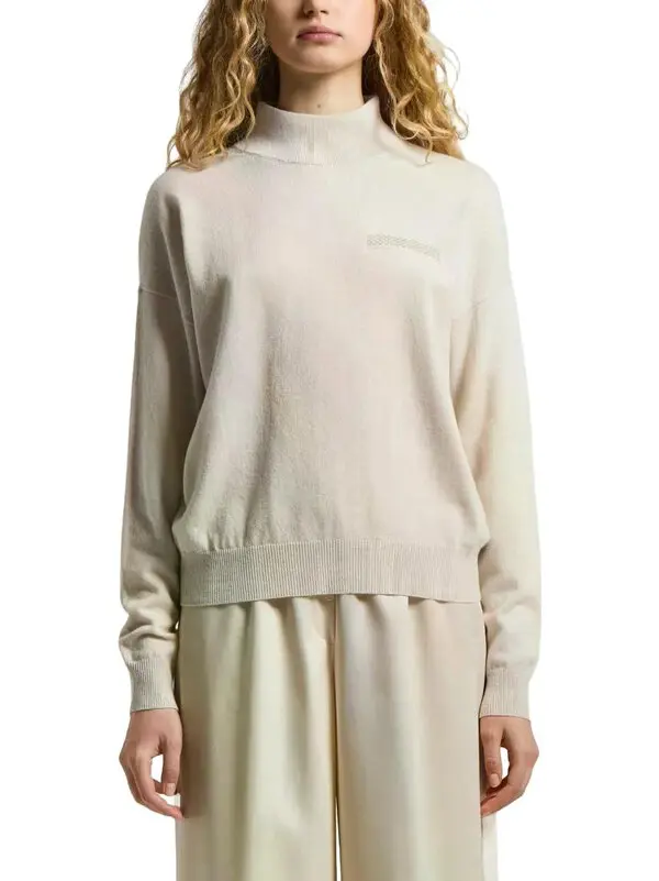 Peserico High-neck Embroidered Sweater - Neutrals
