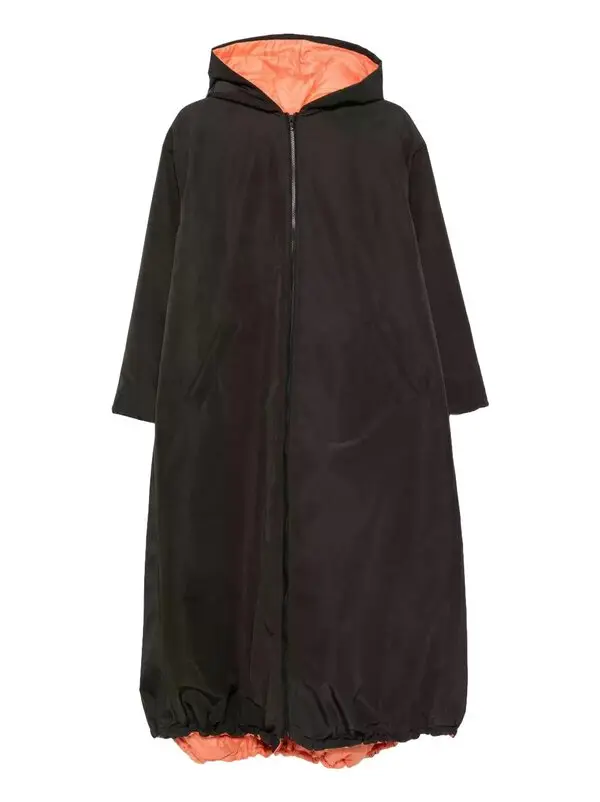 CAPE CONCEPT Hooded Drawstring Coat - Black