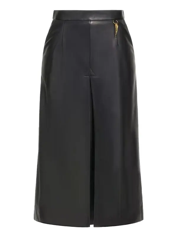 Roberto Cavalli Leather Pleat-front Midi Skirt - Black