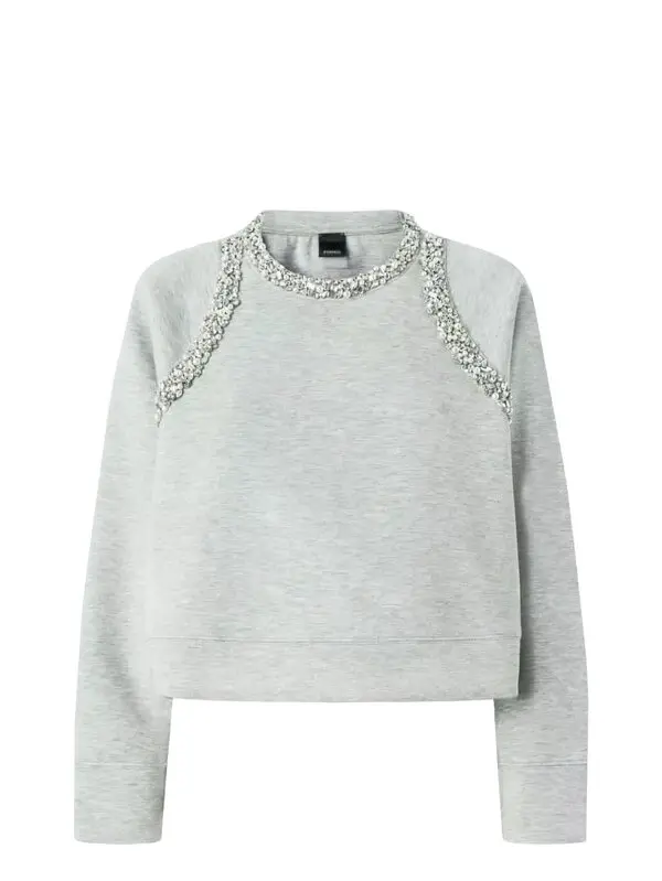 Pinko Embellished-neckline Sweatshirt - Grey