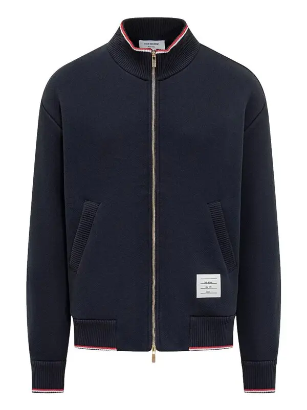 Thom Browne Bomber Jacket With Zip - Blue