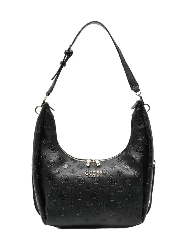 Guess Debossed-logo Shoulder Bag - Black