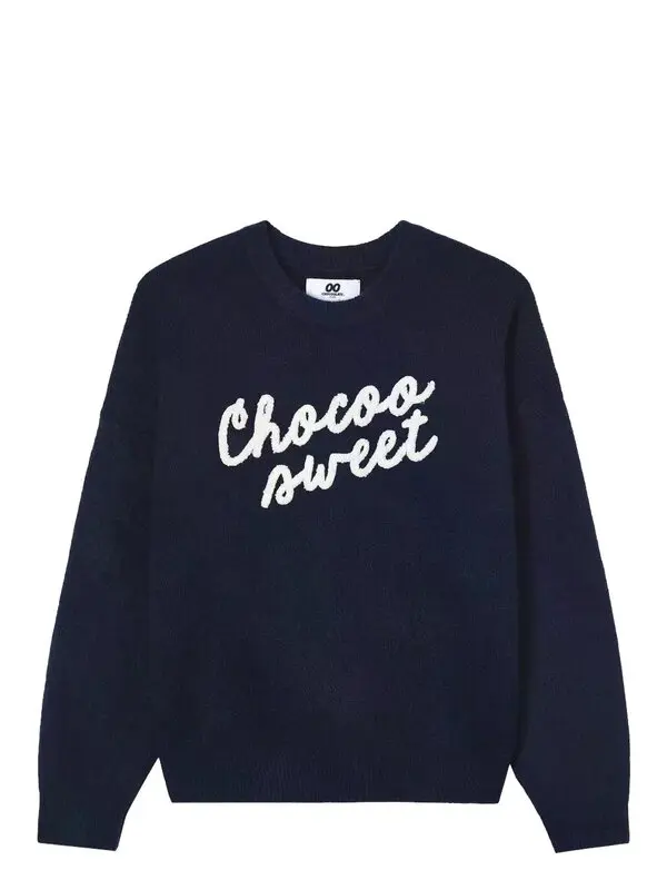 CHOCOOLATE Embroidered Lettering Sweater - Blue