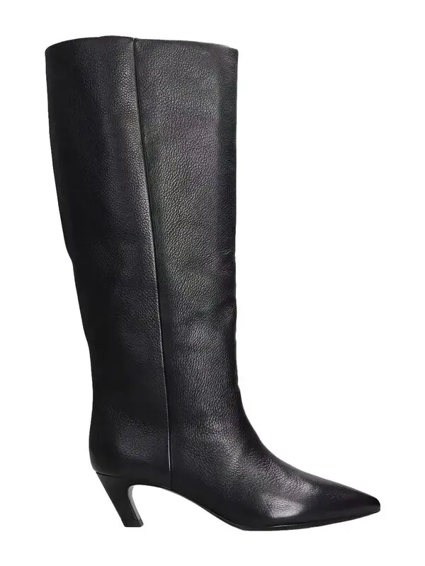 Ash Knee High Leather Boots - Black