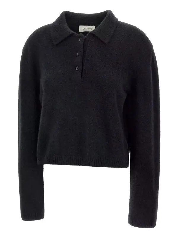 LANEUS Long-sleeve Polo Top - Black