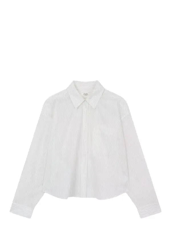 STUDIO TOMBOY Elastic-hem Striped Shirt - White
