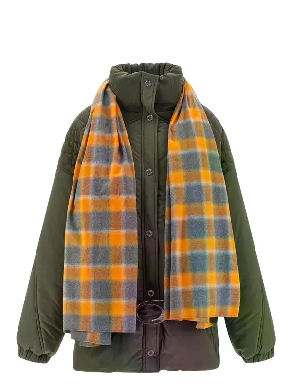 MARBELL Scarf-detail Padded Jacket - Green