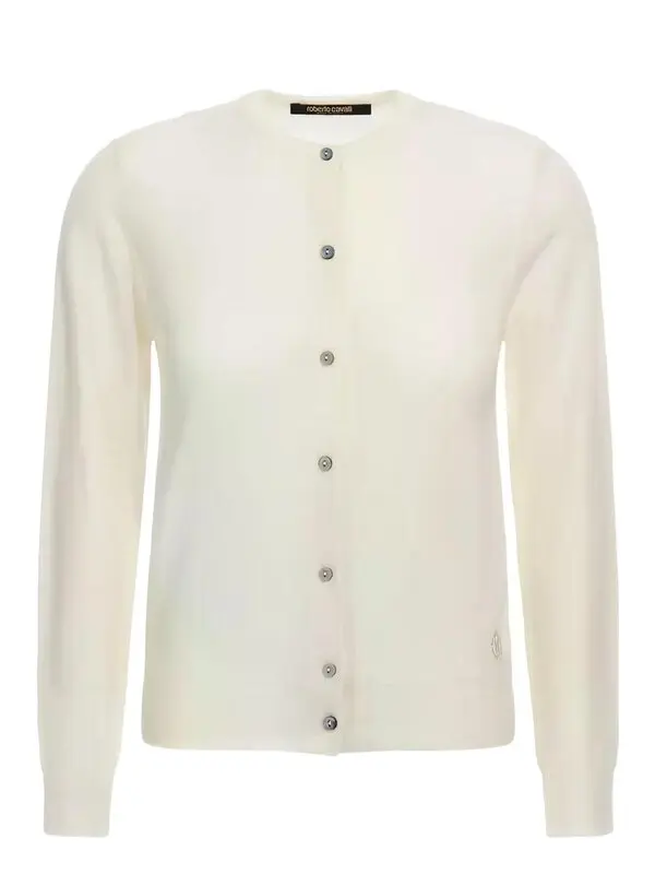 Roberto Cavalli Wool Button-front Cardigan - Neutrals