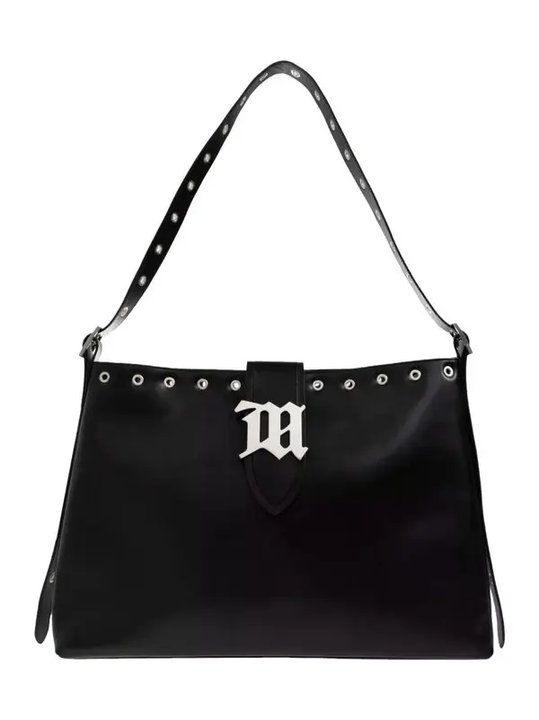 MISBHV Eyelet-embellished Tote Bag With Logo Plaque - Black