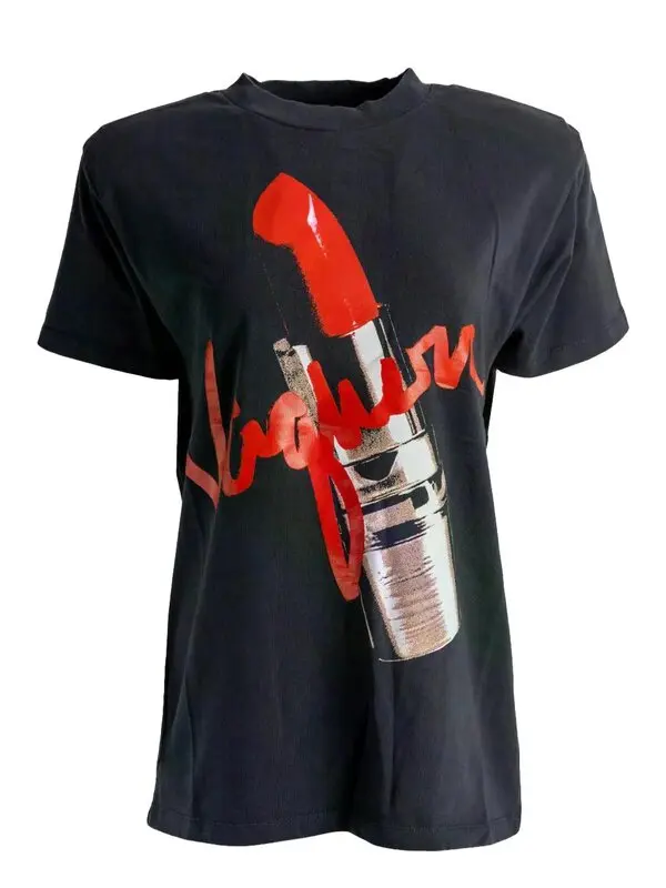 Vaquera Lipstick Print T-shirt - Black
