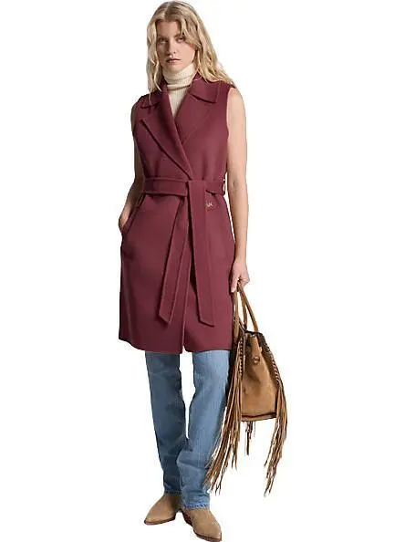 Michael Kors Wool-blend Belted Wrap Vest - Red