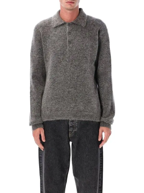 SUNFLOWER Mohair Blend Polo Sweater - Grey