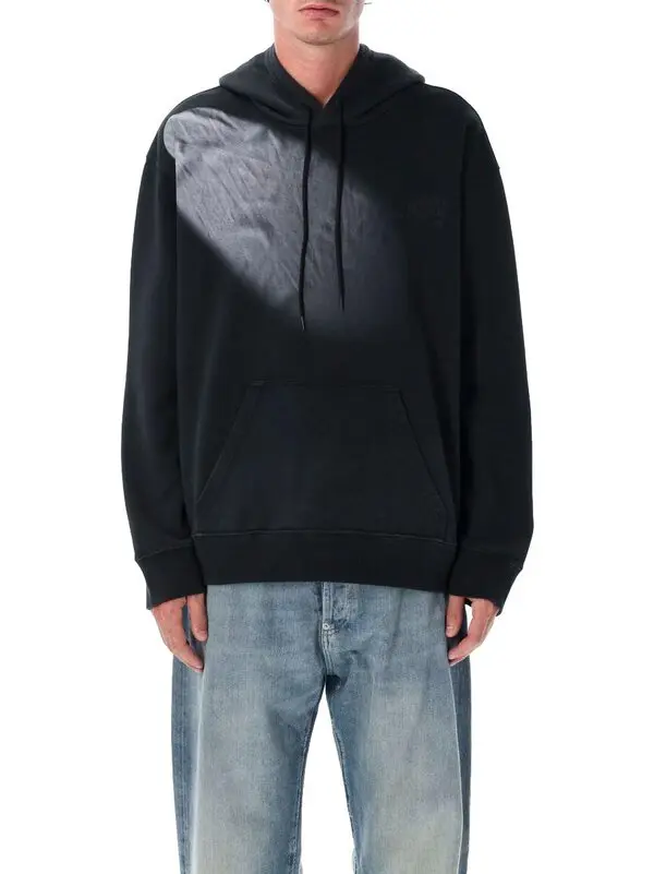 MAISON MARGIELA Cotton Hoodie With Tonal Numeric Logo - Black