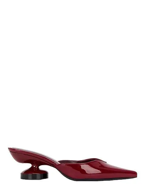 LUCASHEVA Patent Leather Kitten Heel Mules - Red