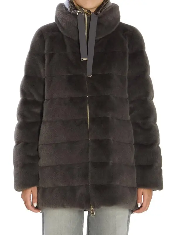Herno Faux Fur Puffer Jacket - Grey