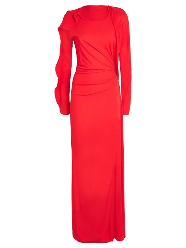 Victoria Beckham Jersey Draped Gown - Red