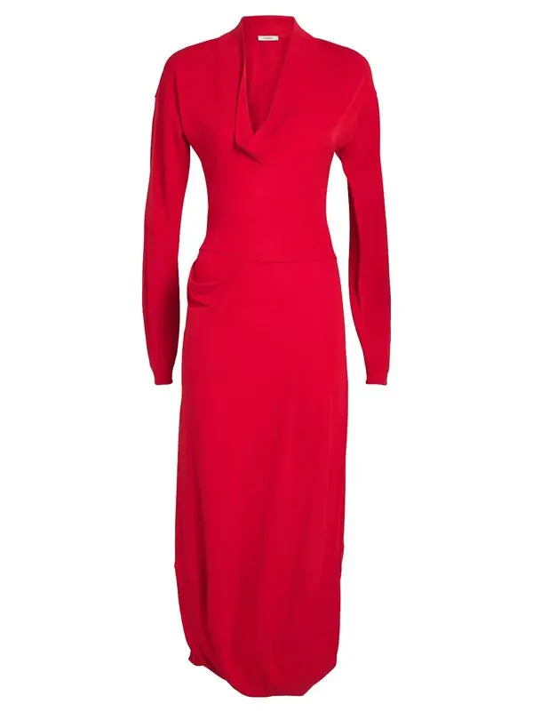 LEMAIRE Pocket-detail Cowl-neck Midi Dress - Red