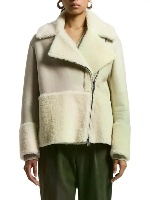 Peserico Paneled Shearling Jacket - Neutrals