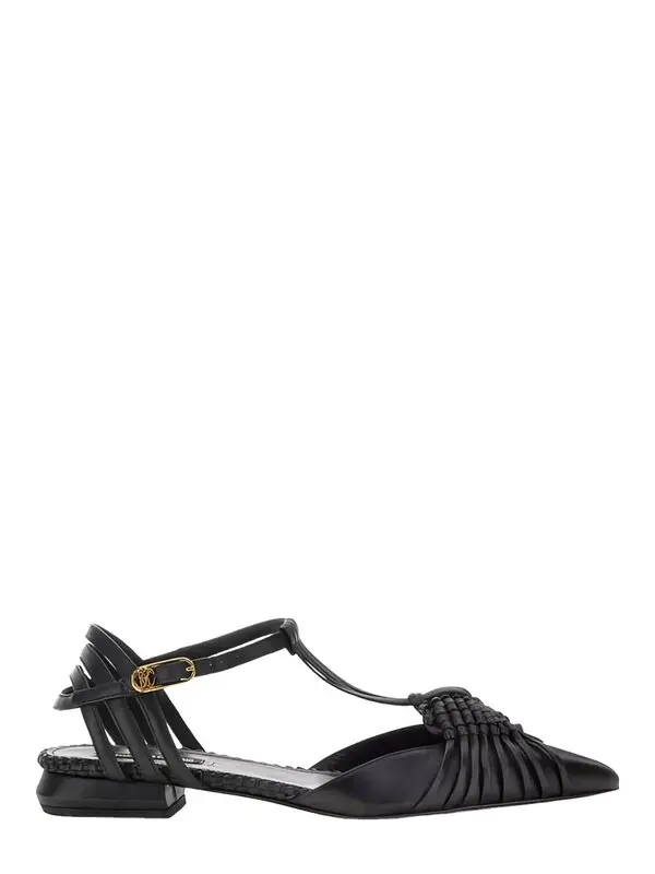 Roberto Cavalli Braided-embellished Flat Pumps - Black