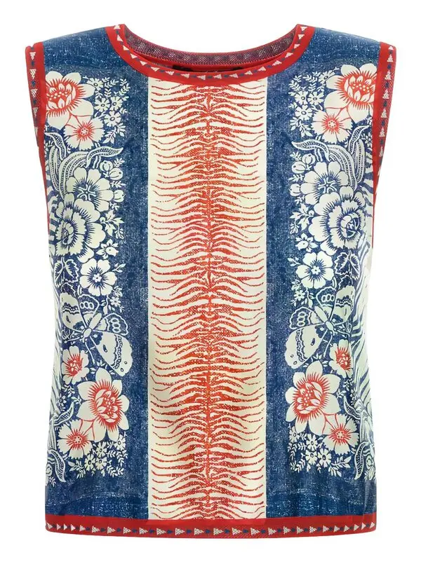 Roberto Cavalli Printed Sleeveless Top - Blue