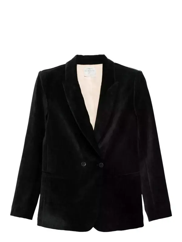 FORTE_FORTE Double-breasted Velvet Blazer - Black