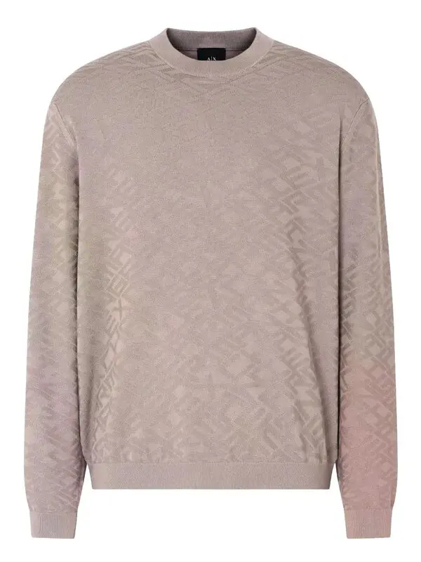 Armani Exchange Geometric-pattern Crew-neck Sweater - Neutrals