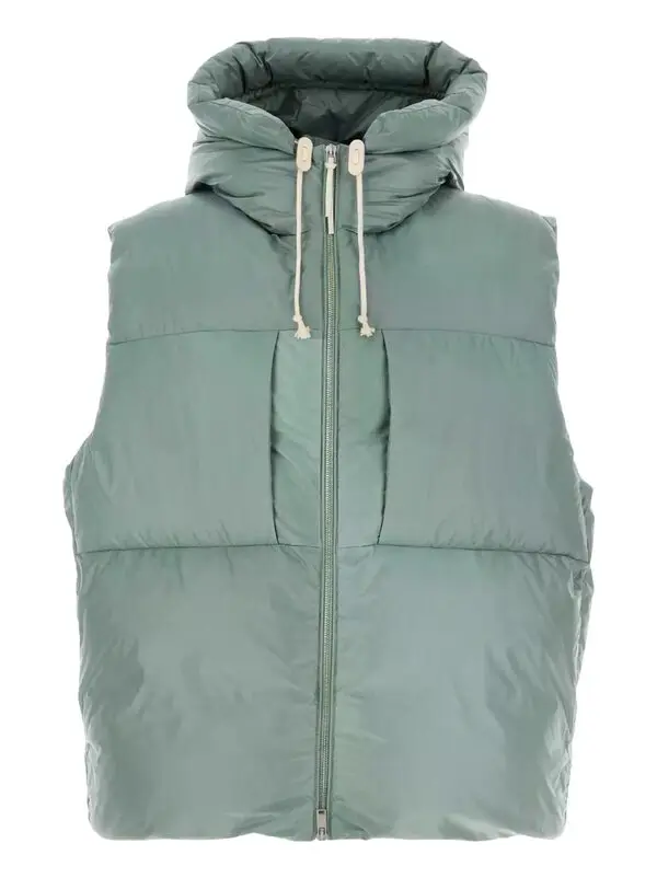 JIL SANDER Hooded Padded Waistcoat - Green