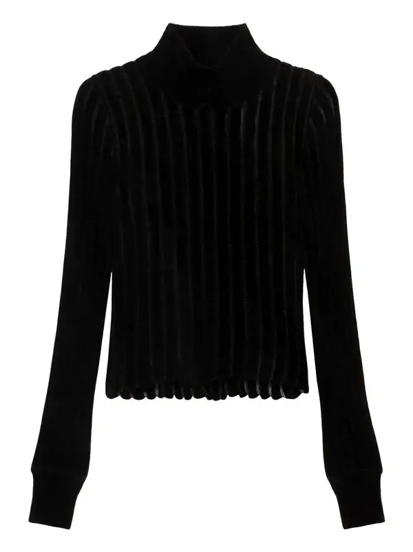 Blumarine High-neck Ribbed Top - Black