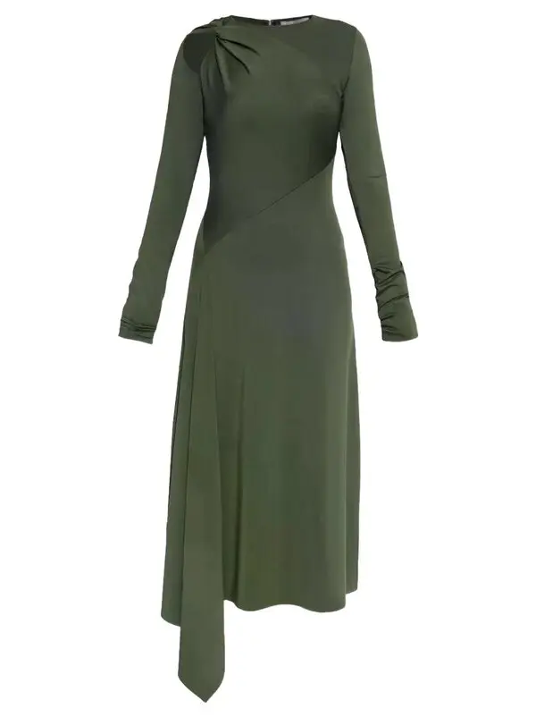 Victoria Beckham Twisted Asymmetric Midi Dress - Green
