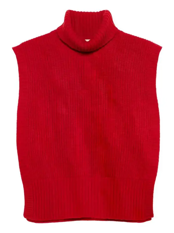 DAVANTINO Sleeveless Wool Turtleneck Sweater - Red