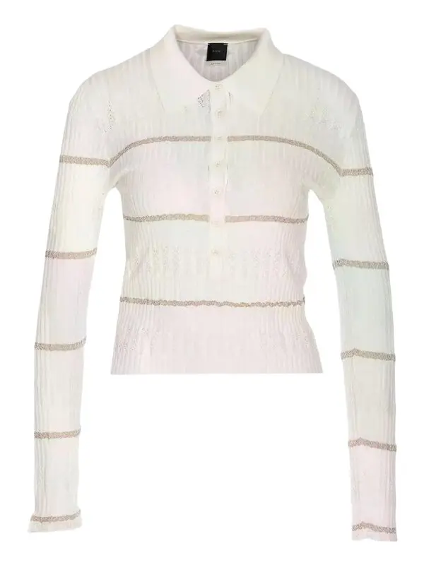 Pinko Stripe-ribbed Polo Top - White