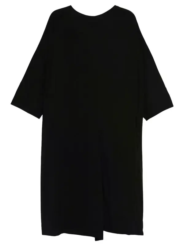 Yohji Yamamoto Short-sleeve Boat-neck Mini Dress - Black