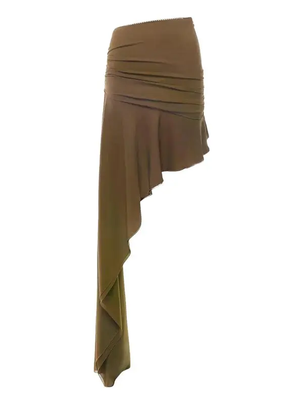Andamane Asymmetric Draped Skirt - Brown