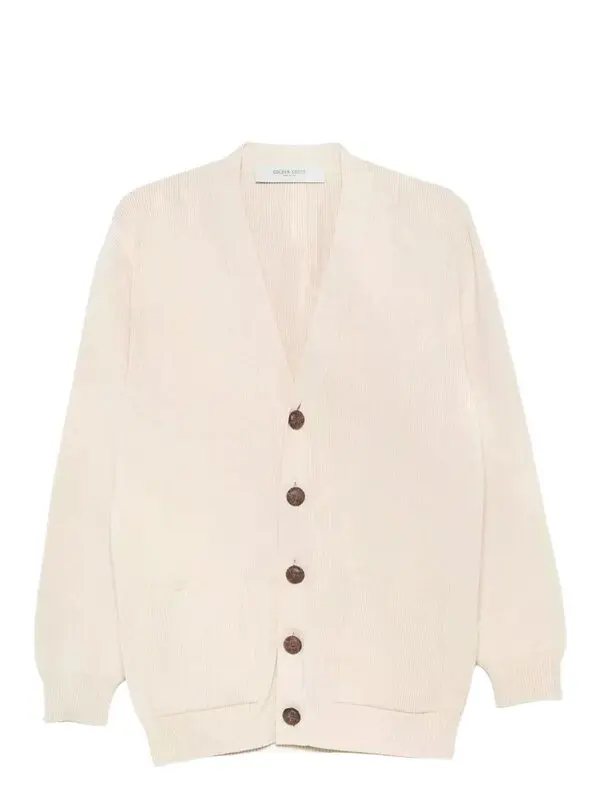 GOLDEN GOOSE Ribbed V-neck Cardigan - Neutrals