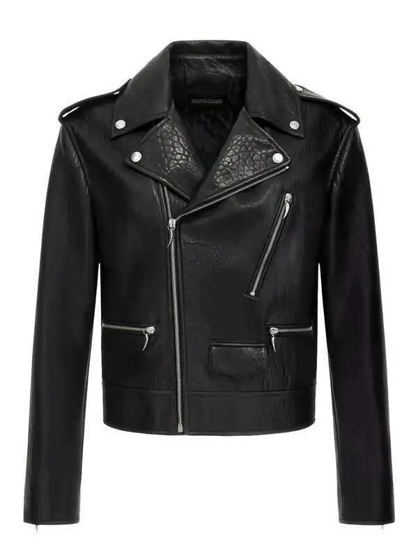 Roberto Cavalli Sheepskin Biker Jacket - Black