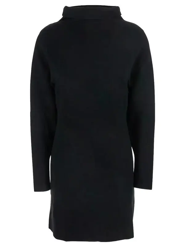 P.a.r.o.s.h Wool Cashmere Turtleneck Midi Dress - Black