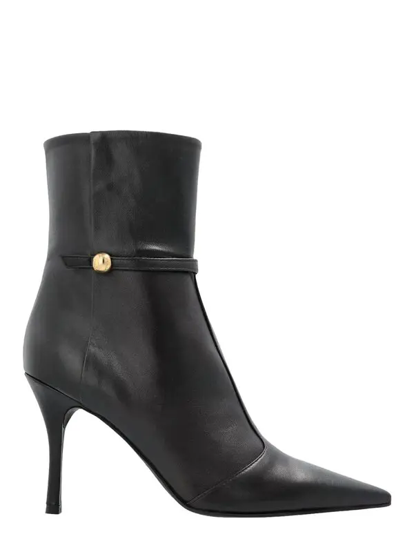 Furla 100mm Sfera Pointed-toe Leather Ankle Boots - Black