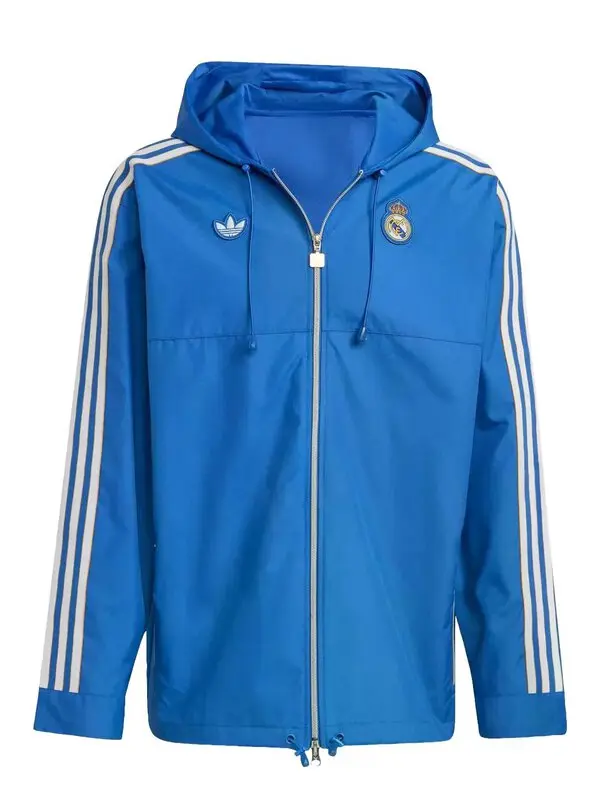 Adidas Real Madrid Three-stripe Hooded Jacket - Blue
