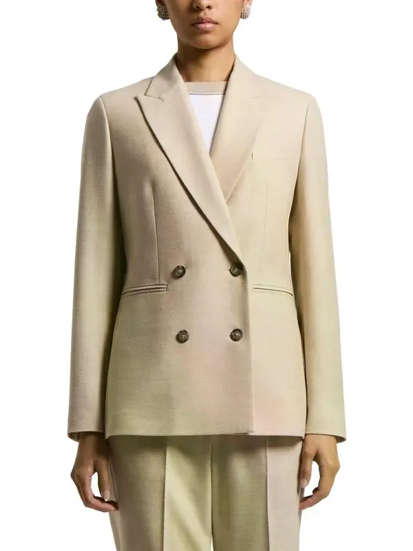 Peserico Double-breasted Wool Blazer - Neutrals