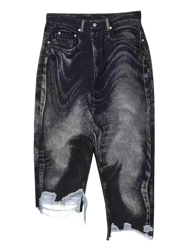 Camper Acid-wash Frayed Denim Skirt - Black