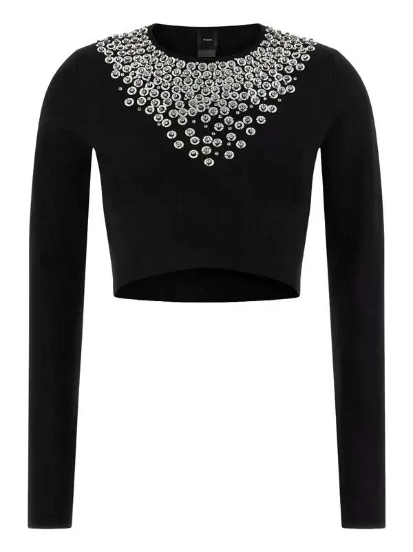 Pinko Crystal-embellished Crewneck Sweater - Black