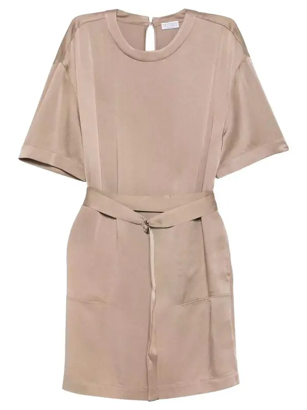 Brunello Cucinelli Belted Mini Dress - Neutrals