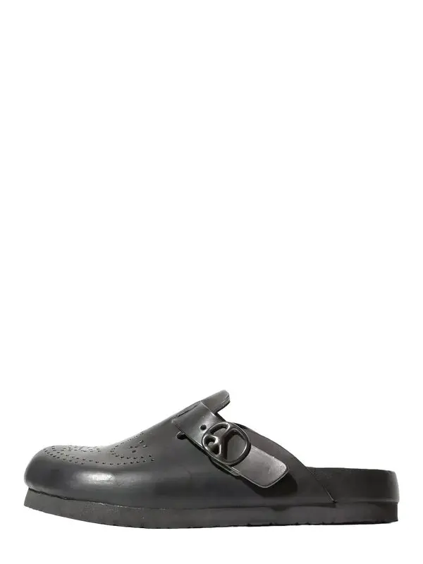 Needles Perforated Buckled Mules - Black