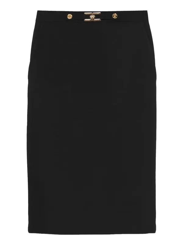 Elisabetta Franchi Jewel Logo Midi Skirt - Black