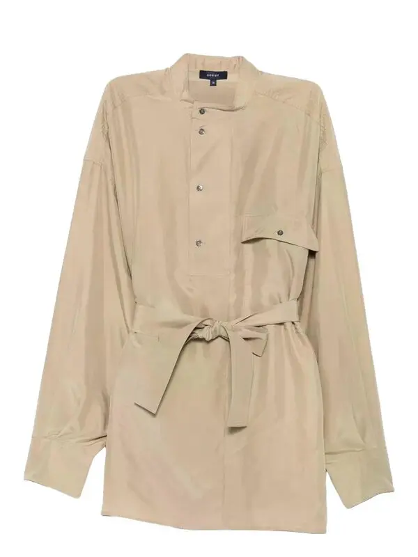 Soeur Belted Buttoned Top - Neutrals