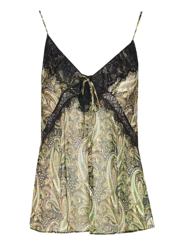 Pinko Paisley Lace-detailed Top - Green