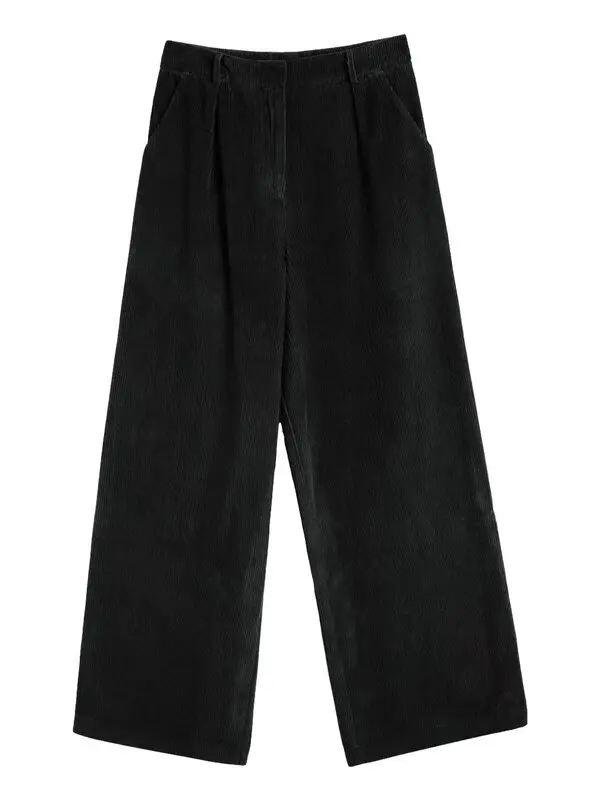 Chinti & Parker Pleated Corduroy Trousers - Black