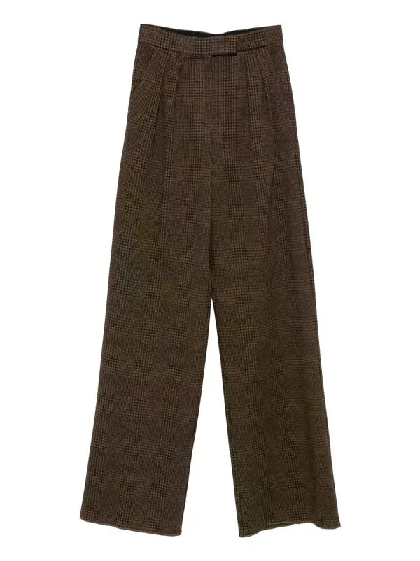 Max Mara Pleated Check Trousers - Brown