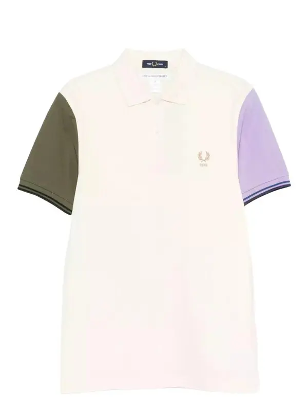 Comme Des Garçons X Fred Perry Colour-block Short-sleeve Polo Shirt - White